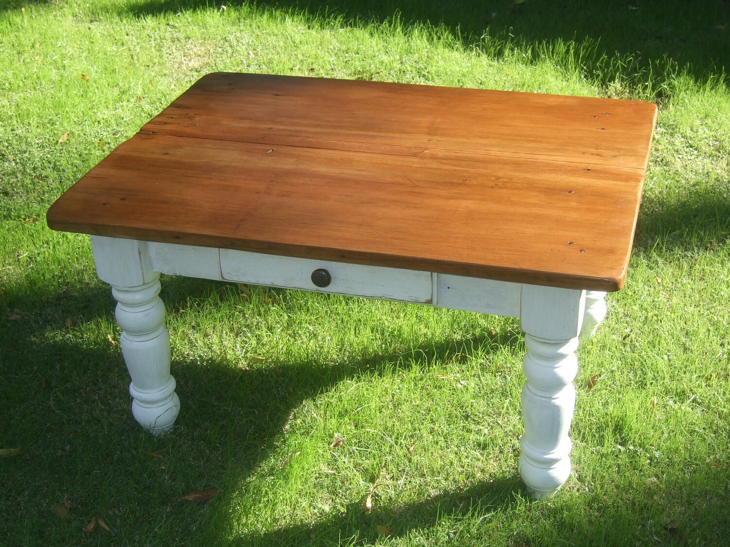 The Petite Farmhouse Coffee Table With Drawer Handmade With | Etsy