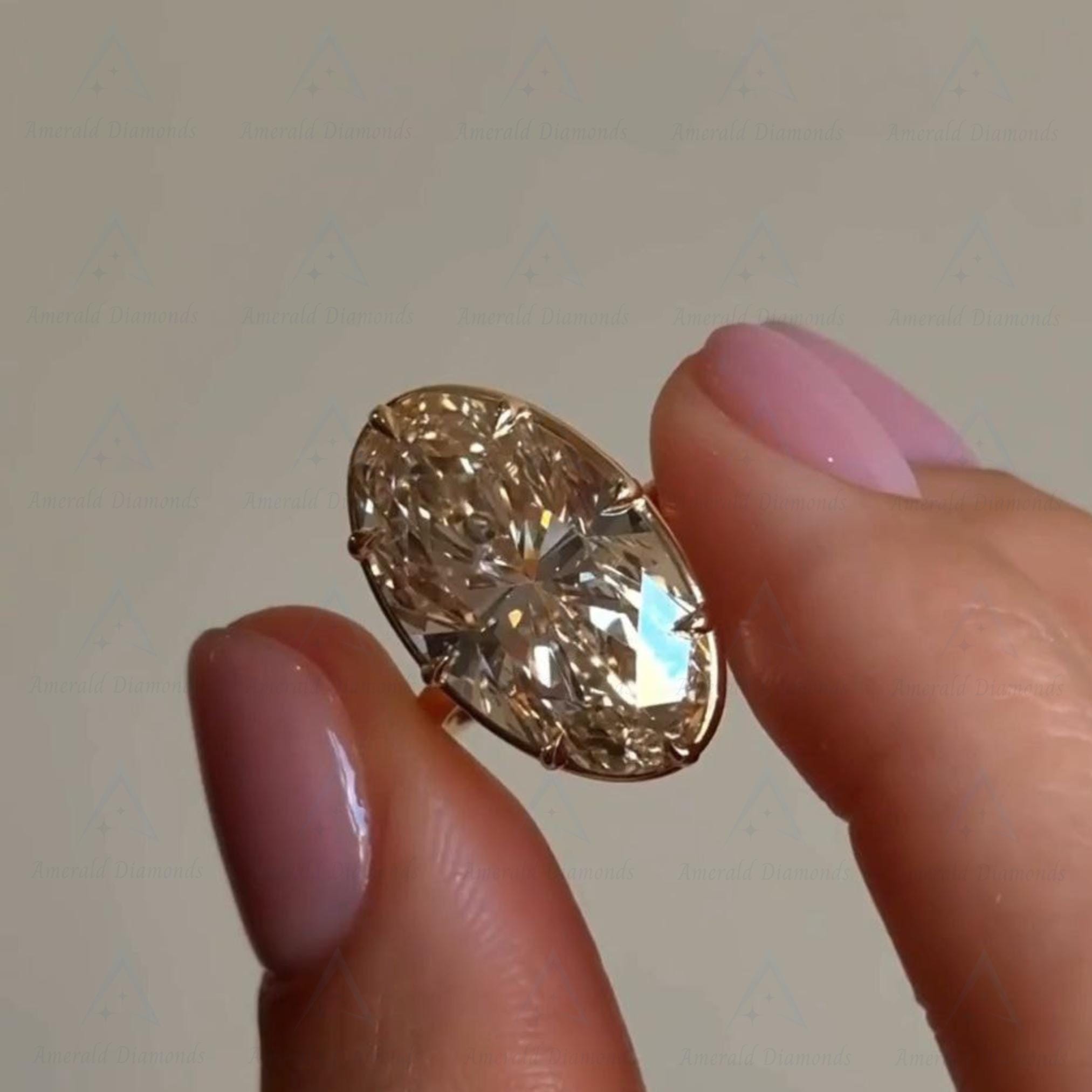 4 CT Old Mine Elongated Oval Cut Moissanite Ring Bezel Engagement Ring ...