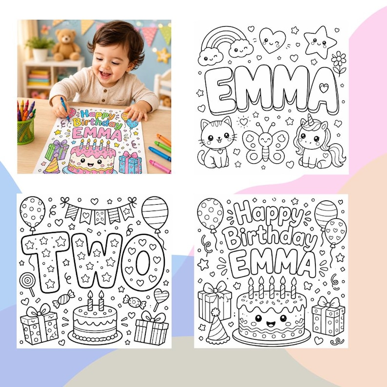 3 Personalized Name Coloring Page for Kids | Custom Space Sheet ...