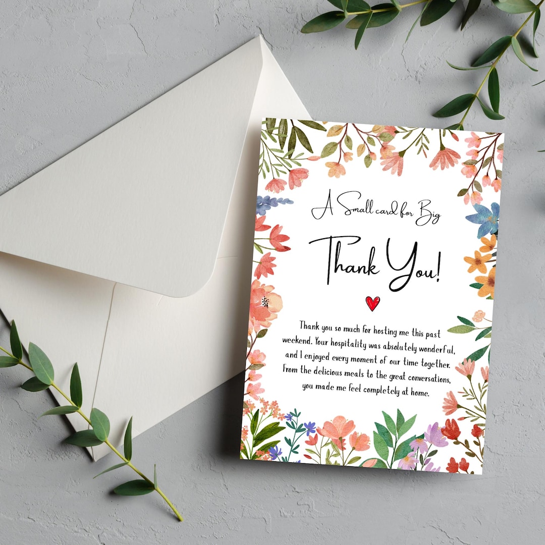 Floral Thank You Card, Printable Appreciation Note (digital Download ...