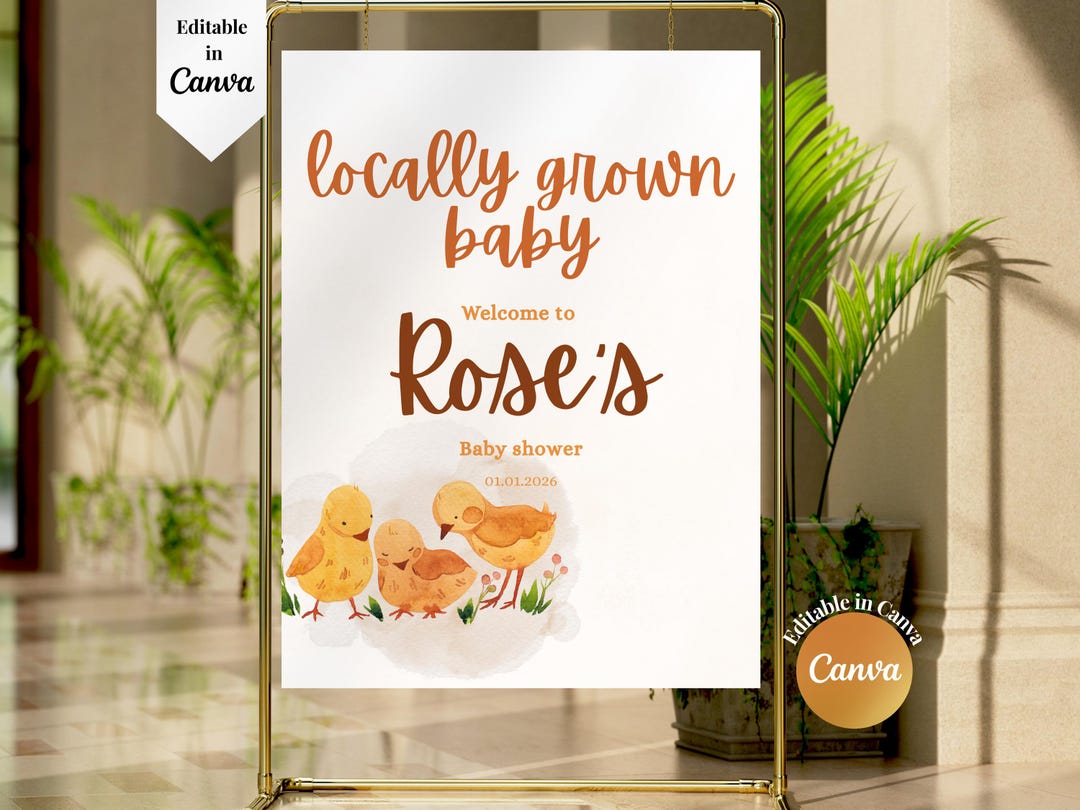 Locally Grown Baby Welcome Sign | Farm Baby Shower Welcome Poster ...