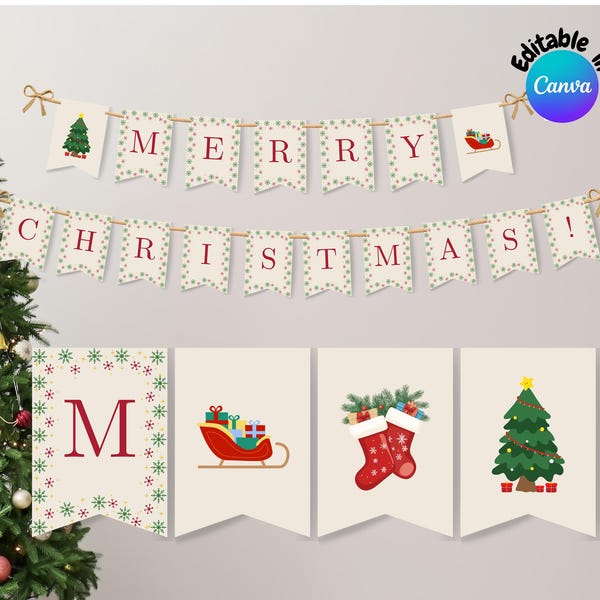 Merry and Bright Banner - Etsy