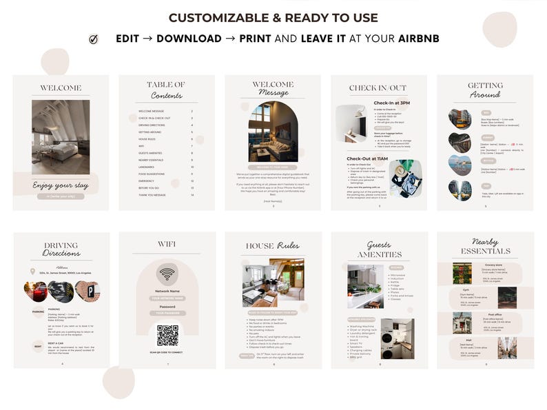 Airbnb Printable Welcome Guide Templates, Short-term Rentals ...