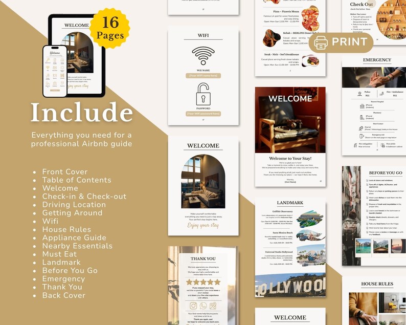 Airbnb Ultimate Digital & Printable Welcome Guide Template | Editable Guest Book | Short-term ...