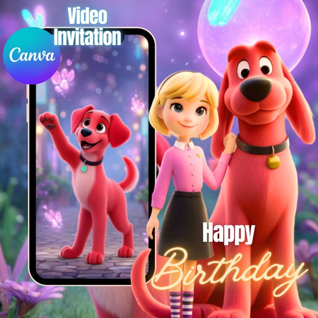Clifford the Big Red Dog Birthday Party Invitations Birthday Invitation ...