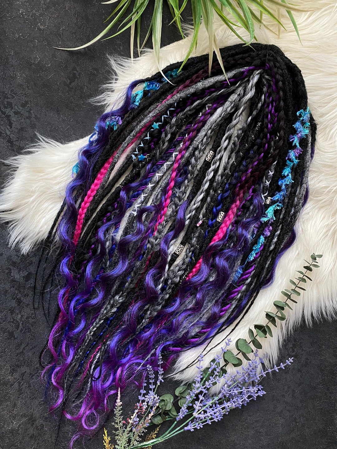 Black, Purple, and Pink Dreadlocks. Festival Style. - Etsy