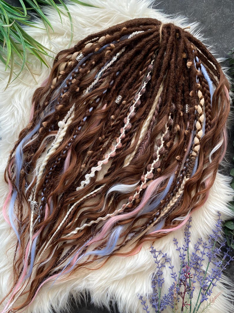 Brown Dreadlocks With Curls and Light Streaks. Hair Extensions. - Etsy