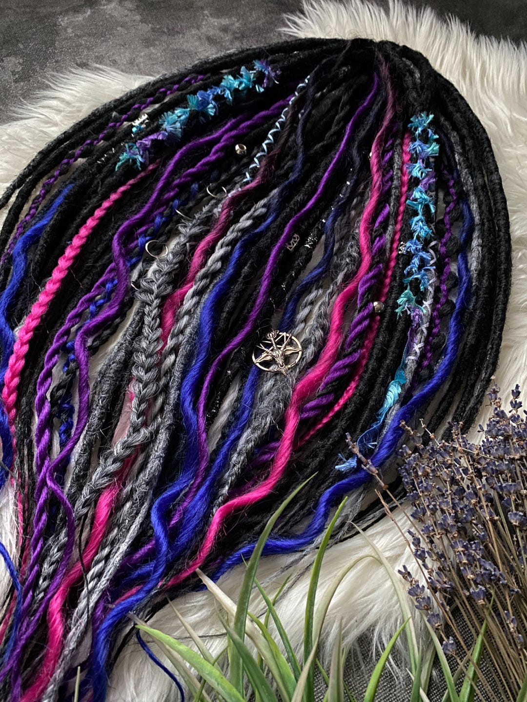 Black and Rainbow Dreadlocks. Festival Style. Hair Extensions. - Etsy