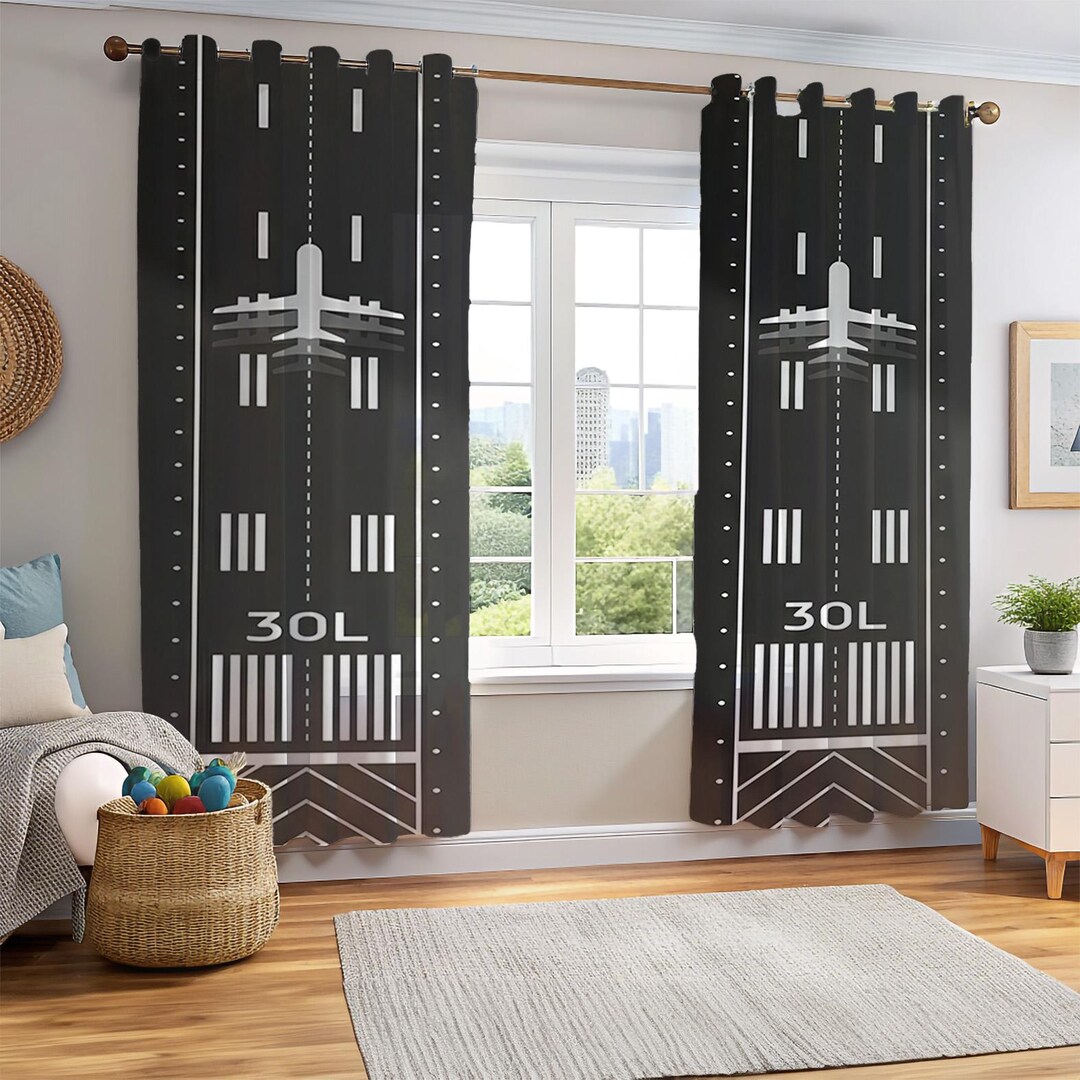 Airplane Runway Window Curtain, Aviation Decor, Kids Room - Etsy