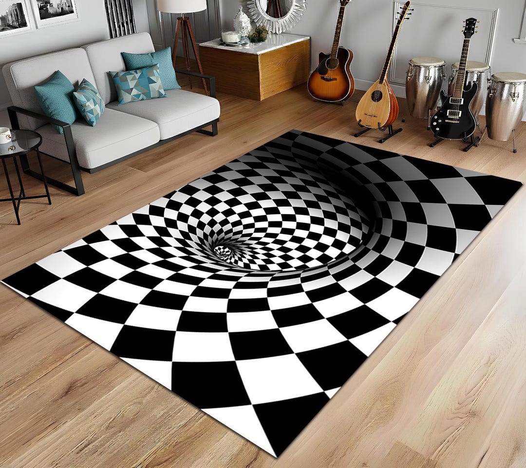 Optic Themed Area Rug,vortex Style Carpet,illusion Themed Mat,3d Area ...