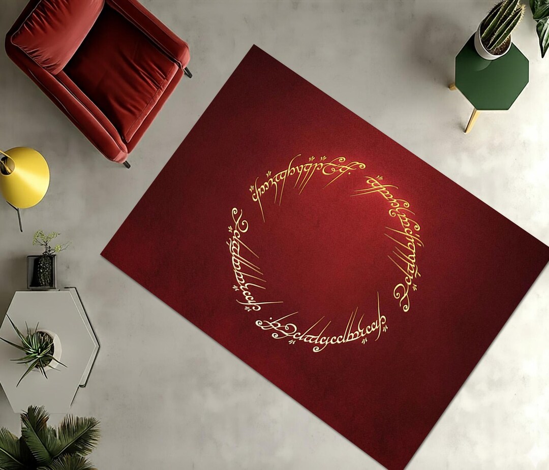 Lord of the Rings Rug, Elvish Script Carpet, Cinema Room Floor Mat ...