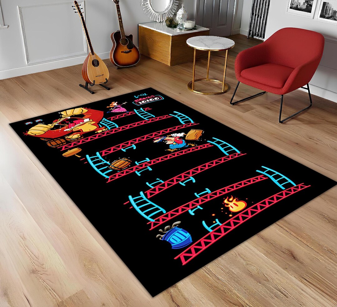 Game Area Carpet, Retro Gaming Rug, Arcade Style Floor Mat,console ...