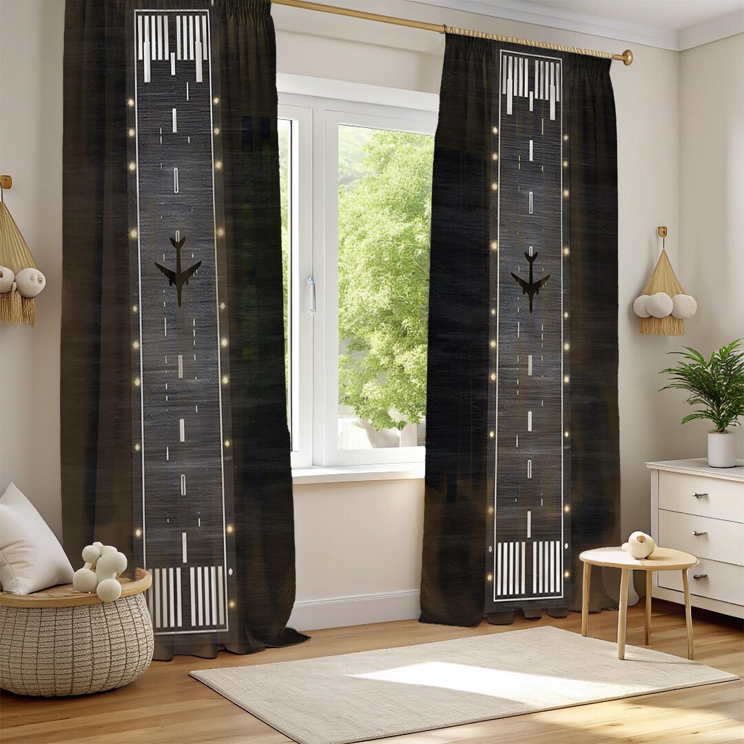 Airplane Runway Window Curtain, Aviation Decor, Kids Room - Etsy