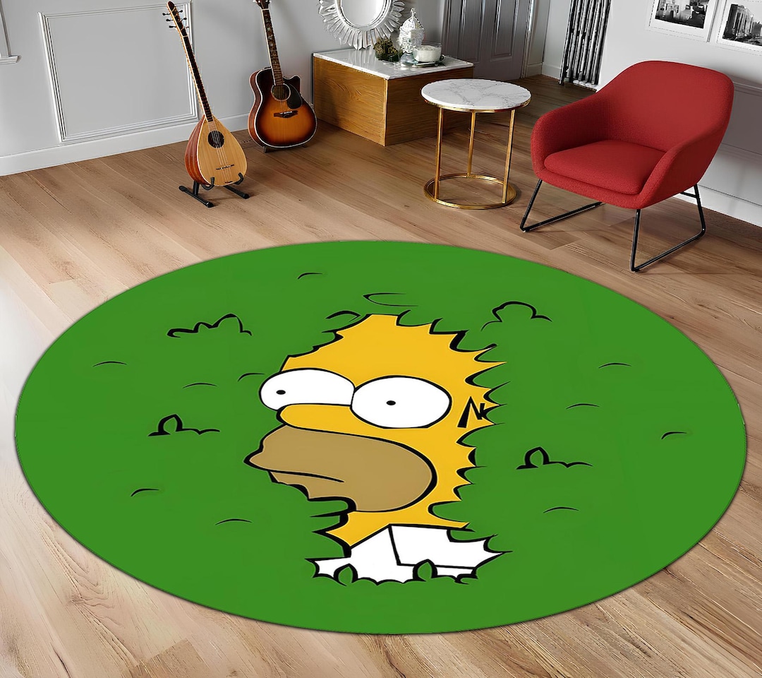 Homer Simpson Rug, Funny Character Round Floor Mat - Etsy