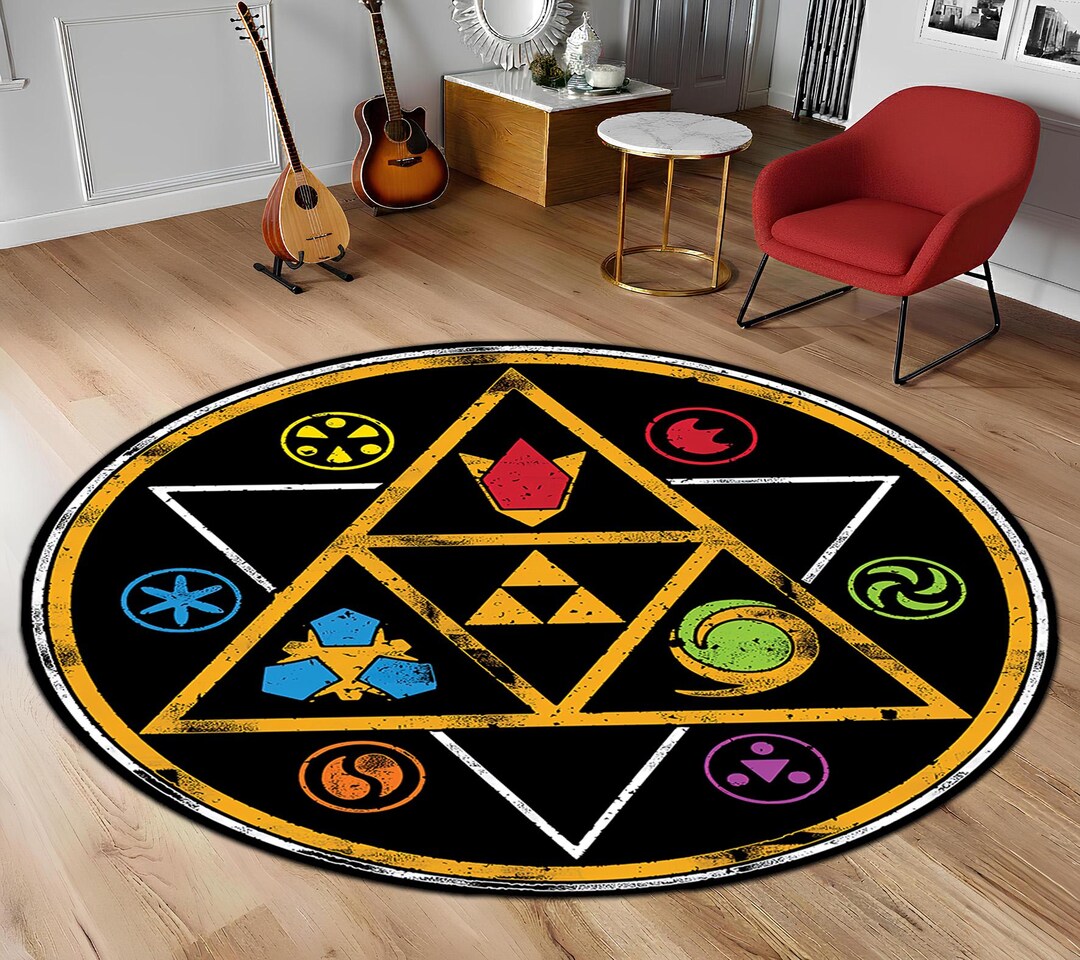Golden Triforce Carpet, Round Rug, Gamer Room Floor Mat, Kids Room Rug ...