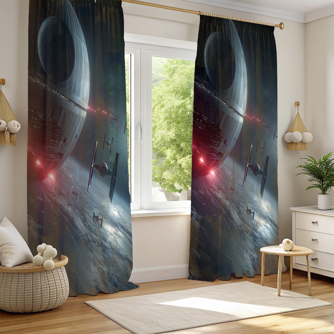 Star Wars Curtain, Death Star Space Station Window Drape, Sci-fi ...