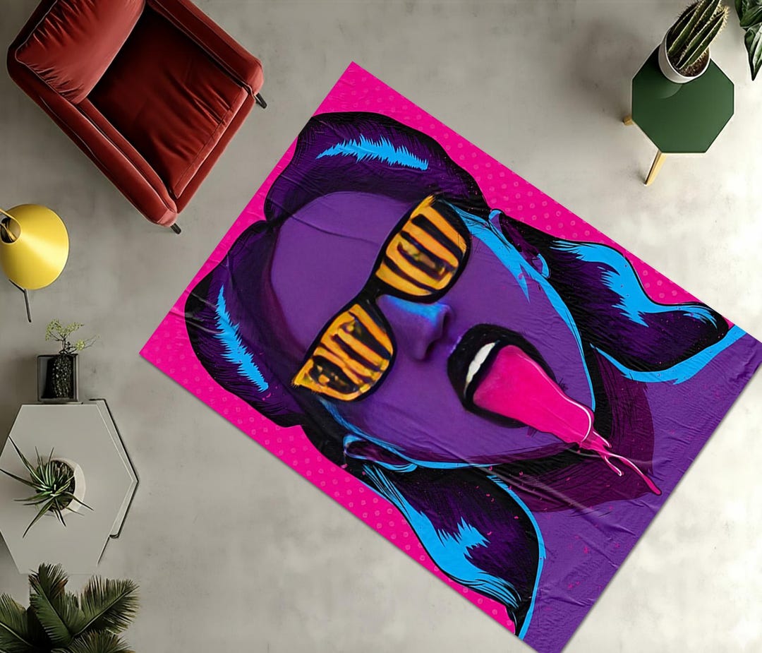Pop Art Area Rug, Neon Diva Style, Modern Floor Mat - Etsy