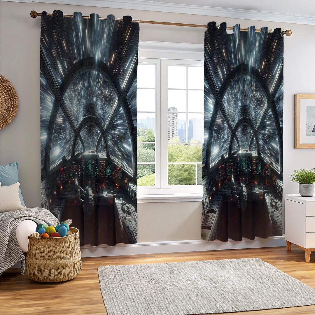 Star Wars Curtain, Millennium Falcon Cockpit Curtains, Hyperspace Jump ...