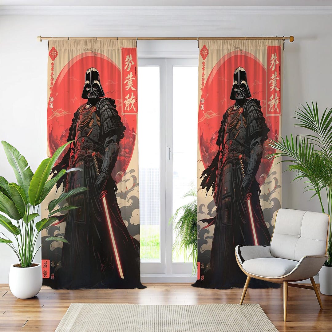 Star Wars Curtain, Samurai Darth Vader Window Drape, Cinema Room Decor ...