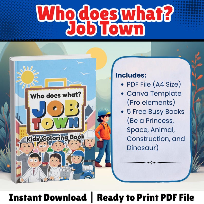 Who Does What? Job Town Kids Coloring Book | Community Helpers ...