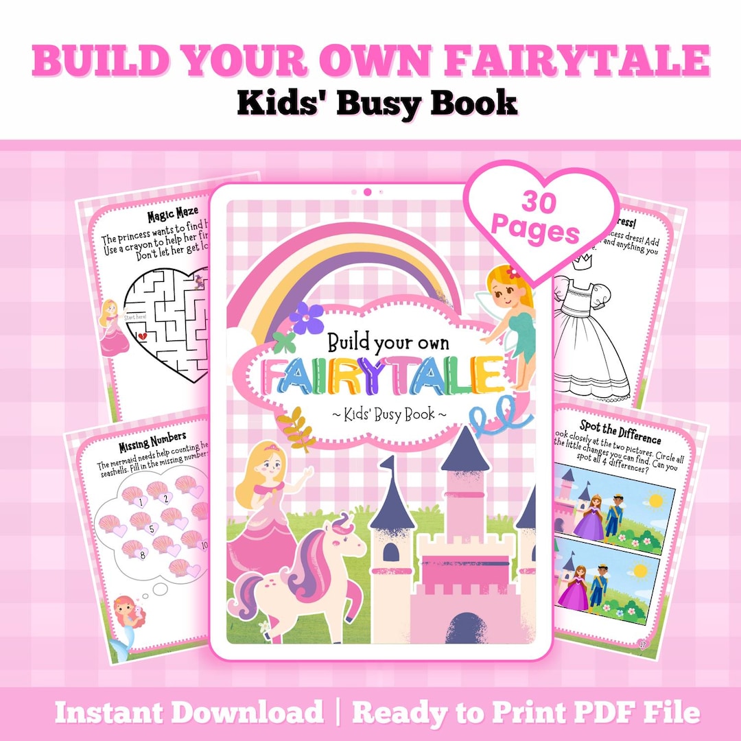Fairytale Busy Book Printable | Princess Unicorn Mermaid Activity Pages ...