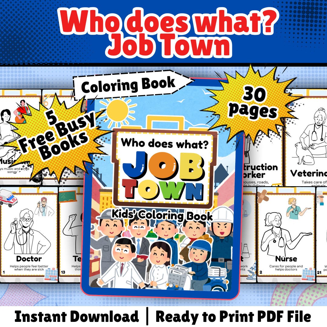 Who Does What? Job Town Kids Coloring Book | Community Helpers ...