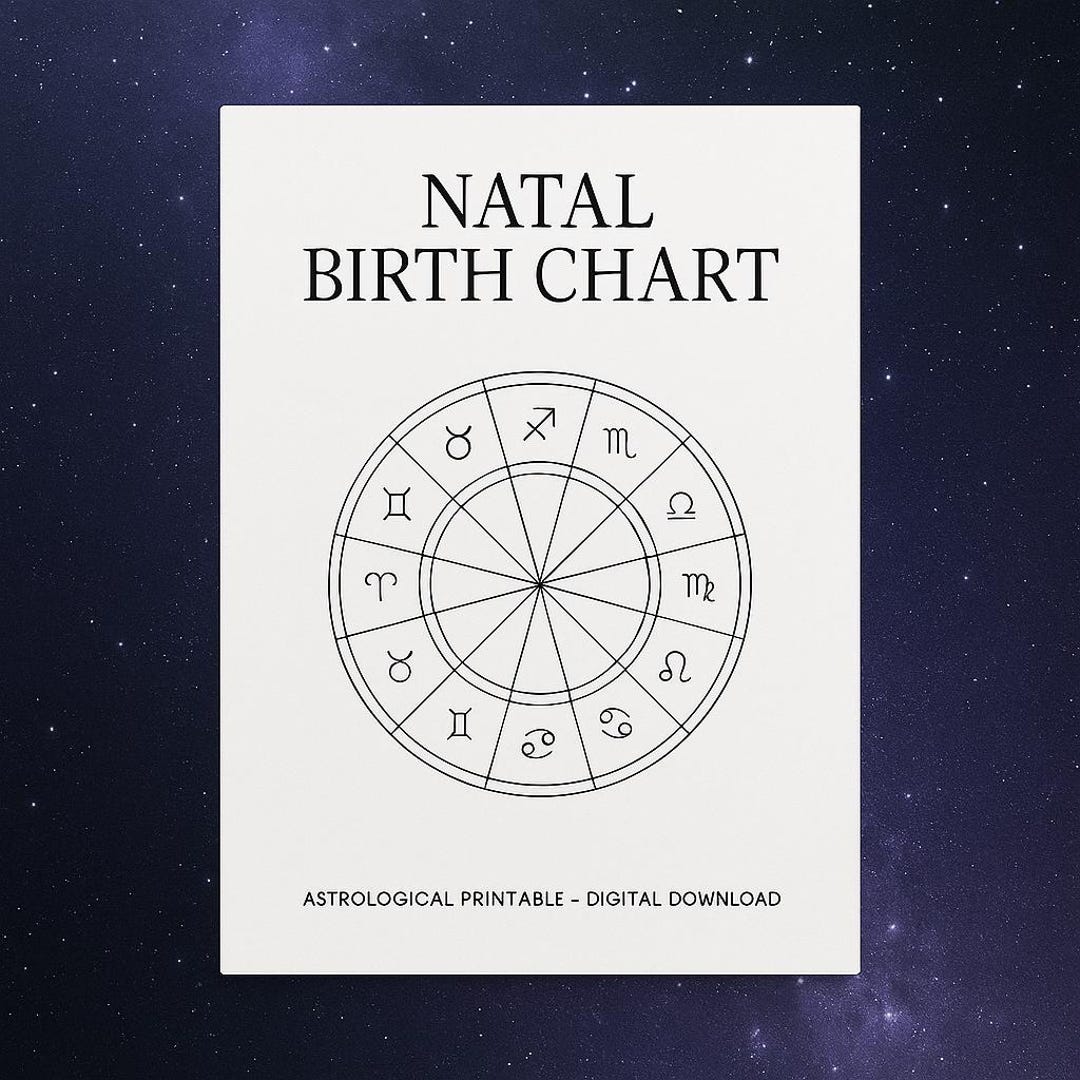 Astrology Birth Chart Printable • Natal Chart Template • Zodiac Wheel ...
