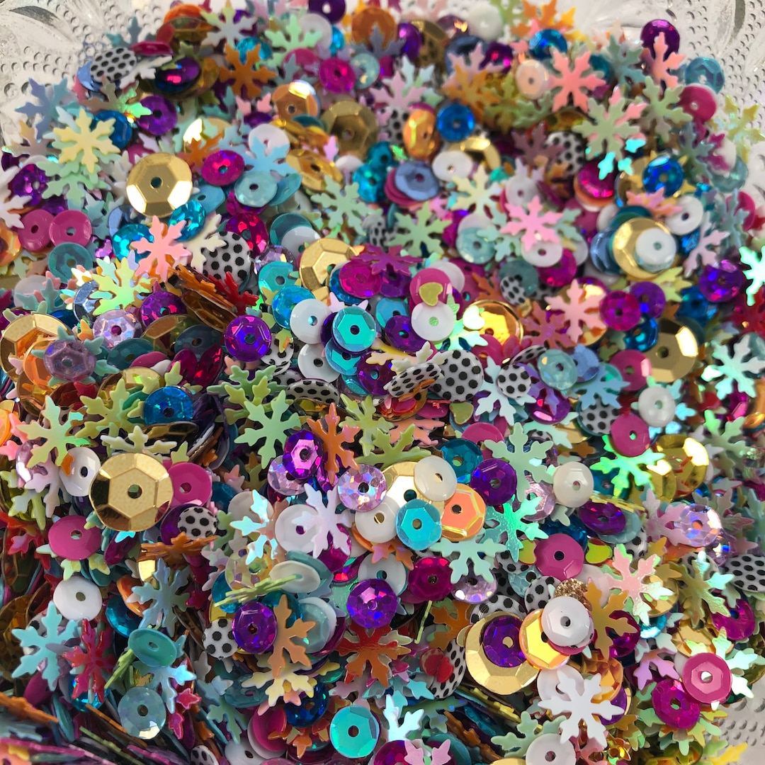 Boldly We Will Snow Sequin Mix, Snowflake Multicolor Sequins, Shaker ...