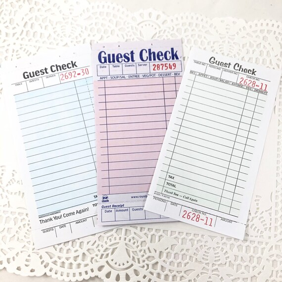 Light Blue Pink or Green Guest Checks Perfect for Journals | Etsy