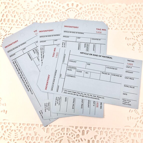 Light Blue Inventory Tags Perfect for Journals Scrapbooking | Etsy