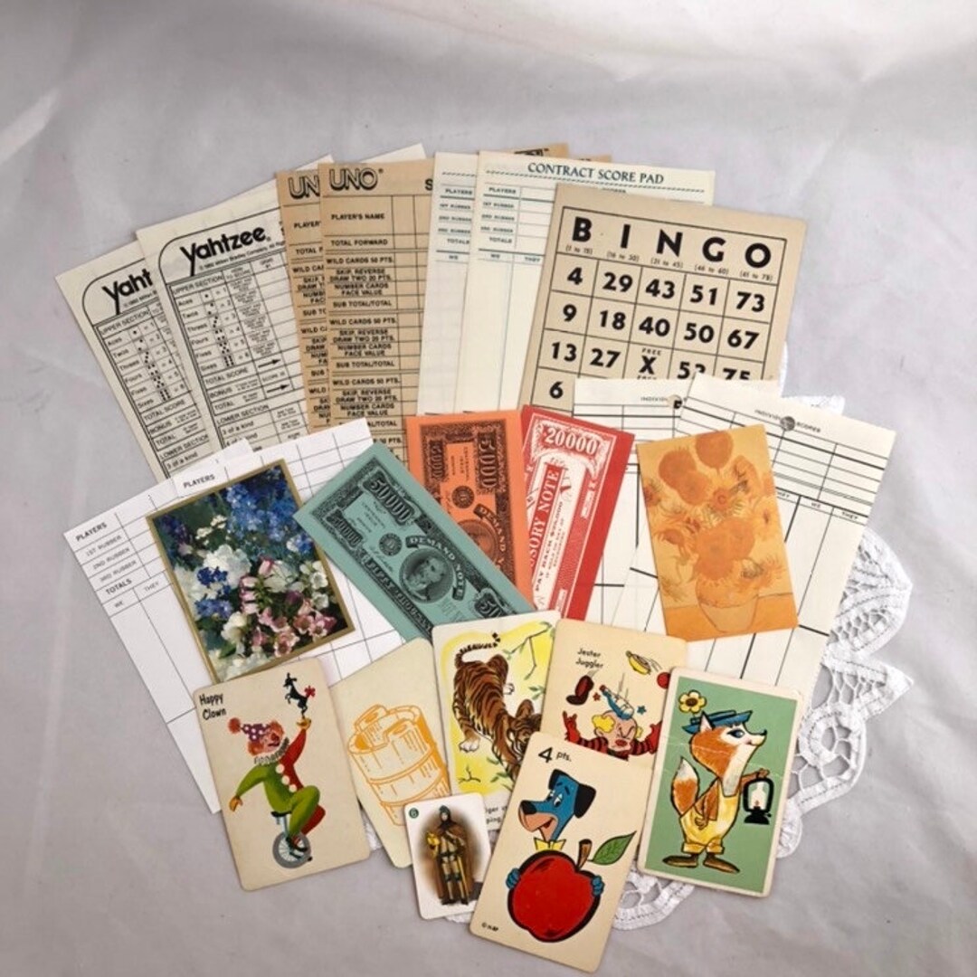 Vintage Game Score Sheets, Game Cards, Ephemera, Junk Journal Supplies ...