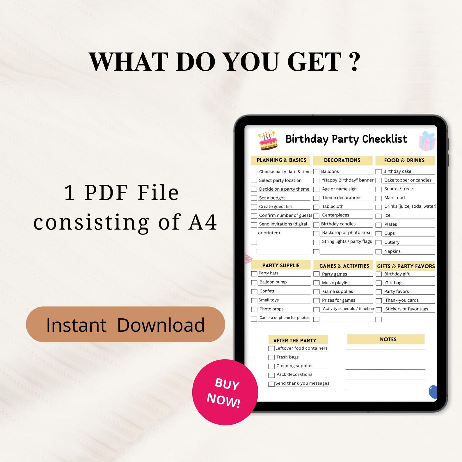 Birthday Party Checklist Printable | Party Planning Checklist PDF ...