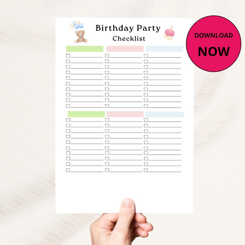 Birthday Party Checklist Printable | Kids Birthday Party Planner ...