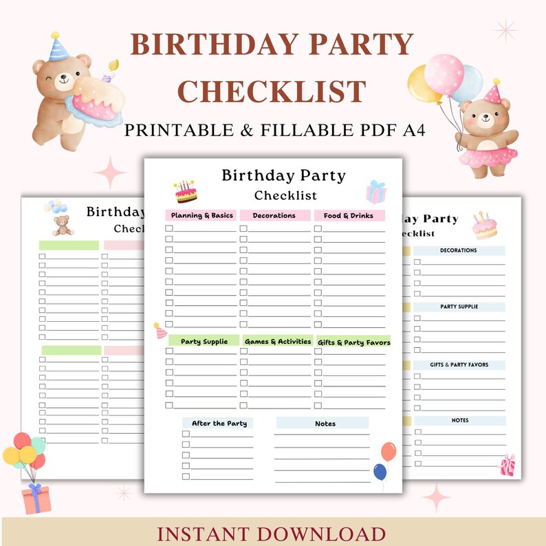 Birthday Party Checklist Printable | Kids Birthday Party Planner ...