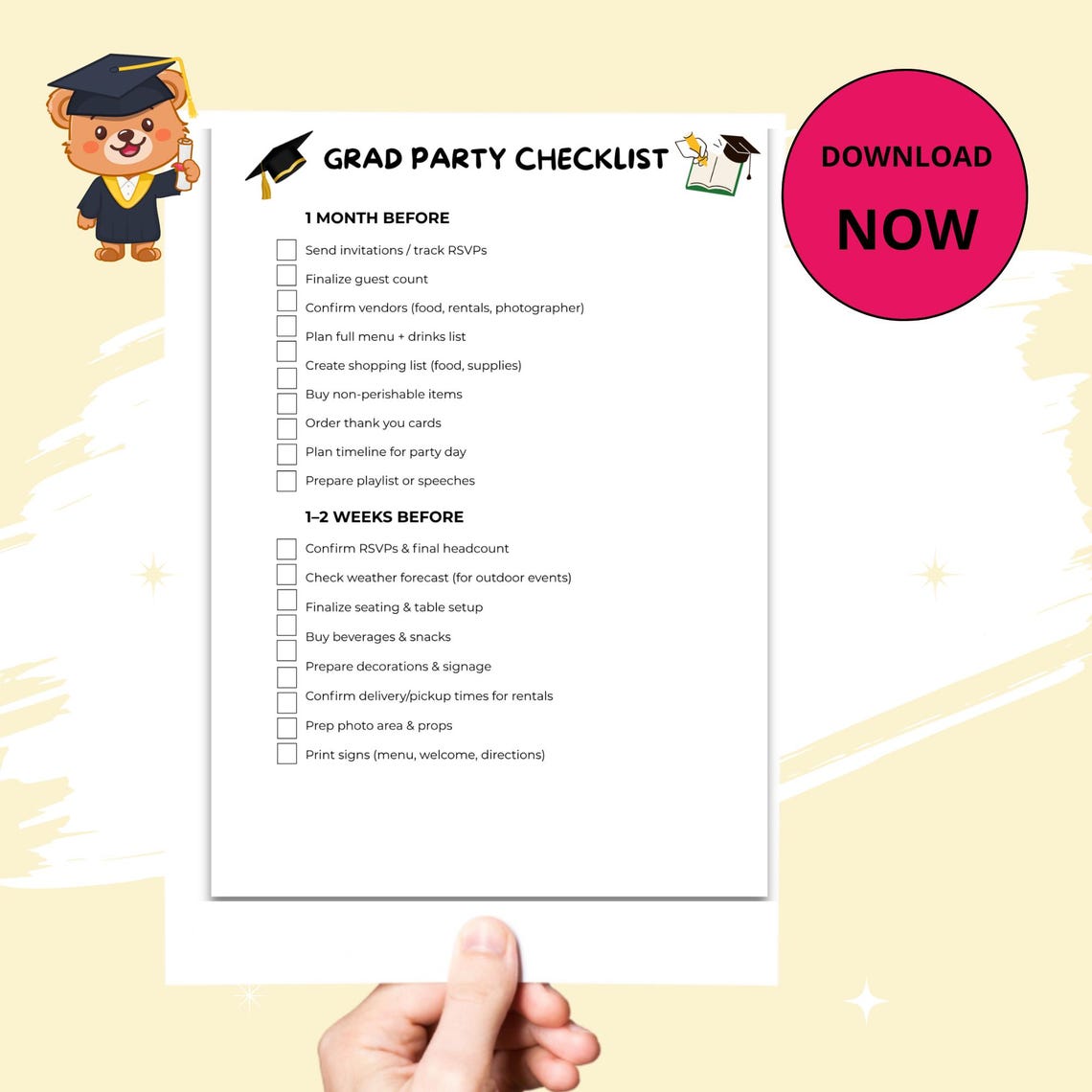 Graduation Party Checklist Printable, Grad Party Planner PDF ...