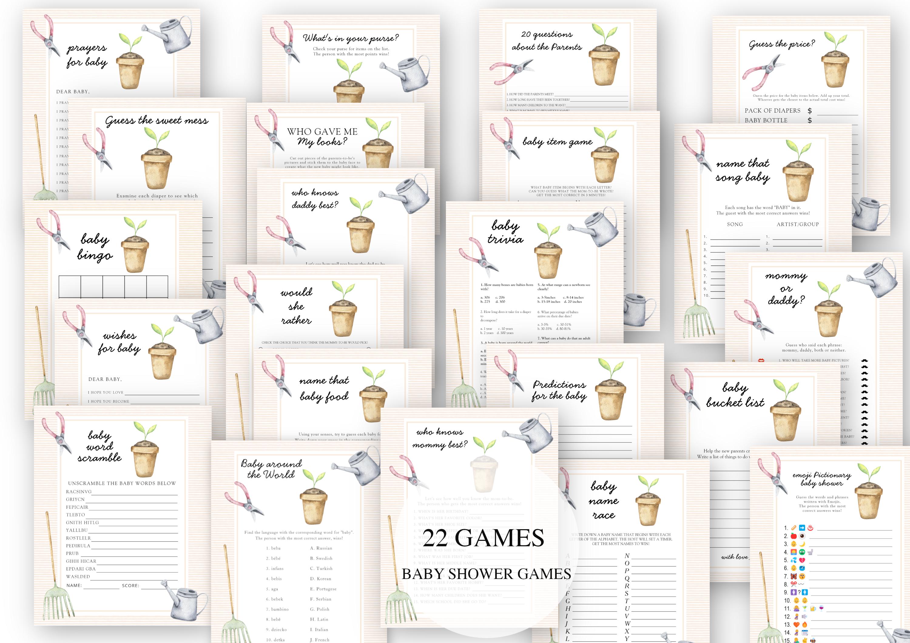 Sprout Baby Shower Games Bundle (instant Download) - Etsy