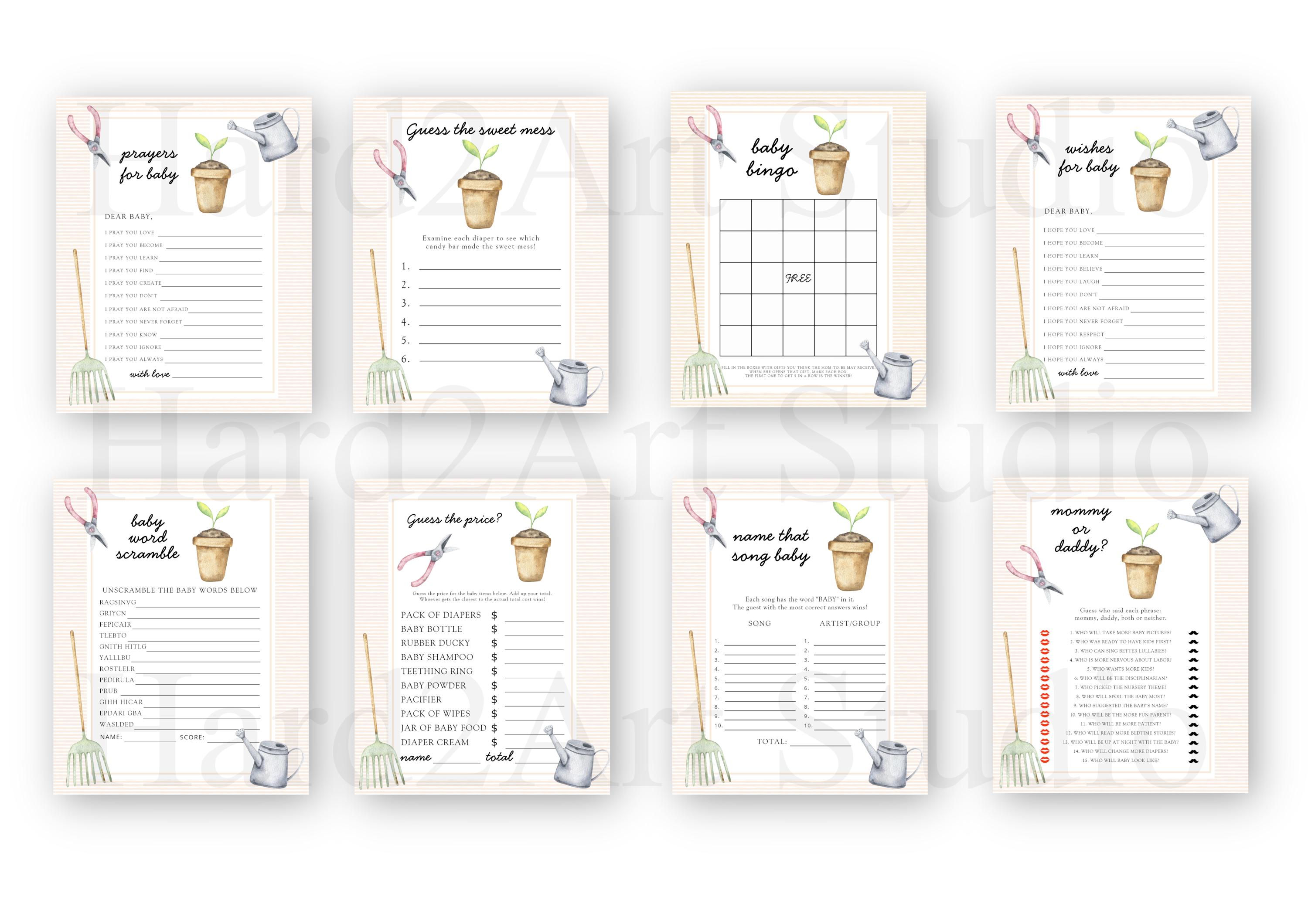 Sprout Baby Shower Games Bundle (instant Download) - Etsy
