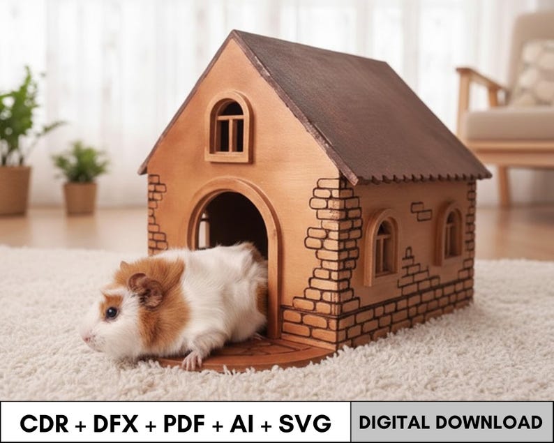 Rabbit House Laser Cut File for Wood Pet House, Bunny and Guinea Pig ...