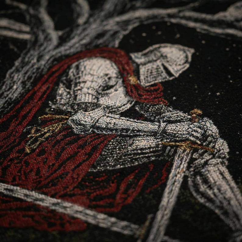 Resting Knight Woven Blanket, Dark Knight Woven Blanket, Medieval ...