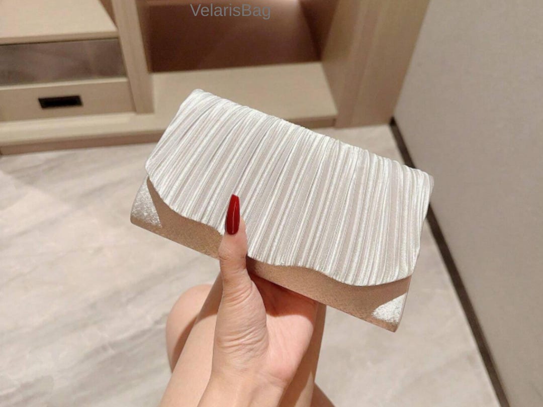 Pleated Satin Envelope Clutch Champagne Evening Bag - Etsy