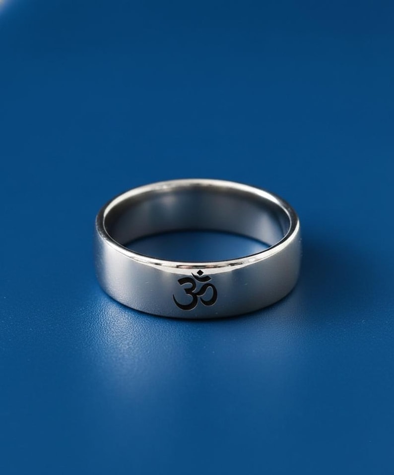 Om Silver Ring | Minimalist Yoga Meditation Band | 925 Sterling Silver ...