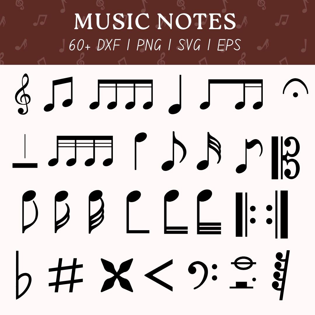 Musical Symbols SVG Bundle, Black Line Art Music Notes Clipart (digital ...