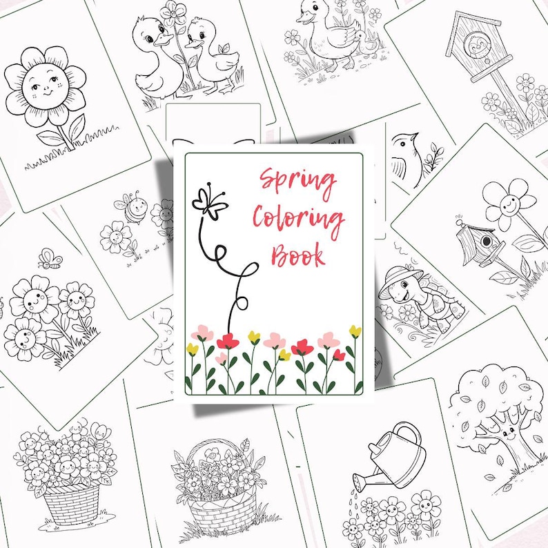 Spring Coloring Book for Kids | 50+ Flowers, Bugs & Nature Pages (PDF ...