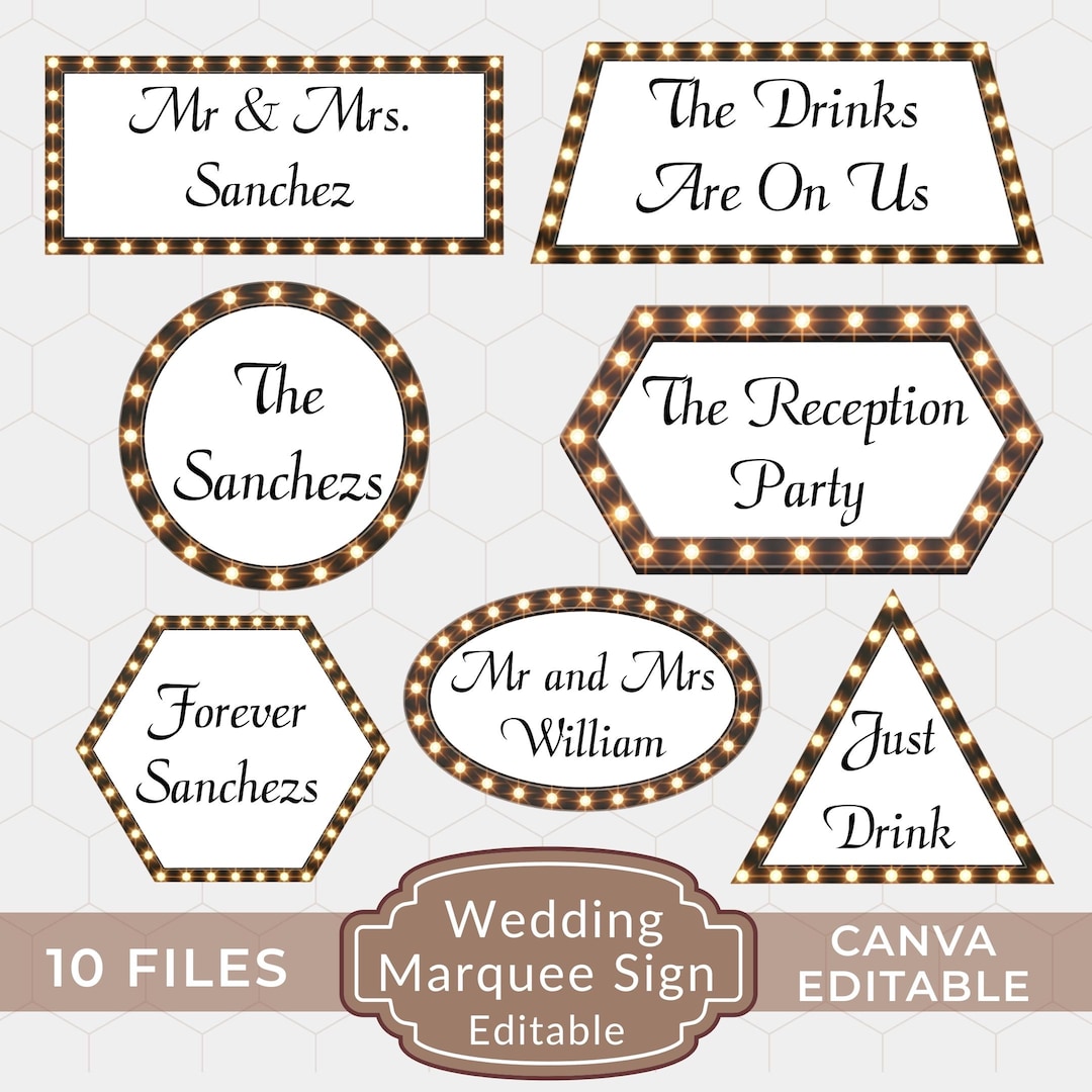Editable Wedding Marquee Sign, Personalized Wedding Sign Template, Mr ...