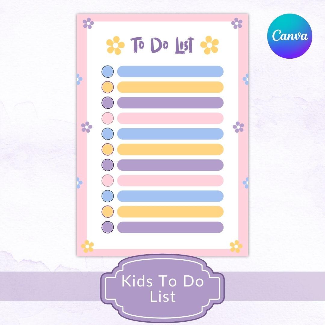 Editable Kids to Do List Printable, Children Daily Task Planner, Cute ...