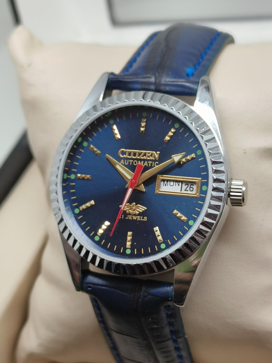 Vintage Citizen Automatic Watch, Roman Blue Dial Men's Day Date, Wrist ...