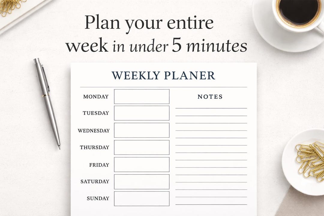 Weekly Planner Printable for Busy Moms | Simple Minimal Weekly Schedule ...
