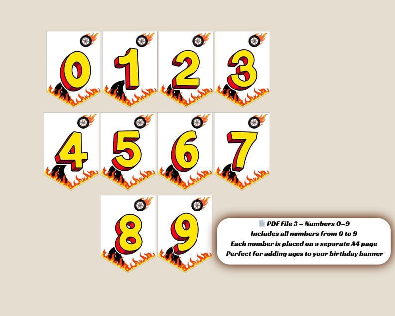 Hot Racing Birthday Banner, Racing Theme, Printable Letters & Numbers ...