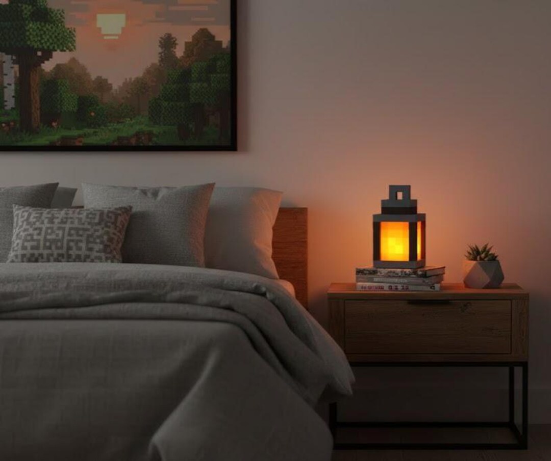 3D Printed Minecraft Lantern - USB LED Pixel Lamp - Multicolor Gaming ...
