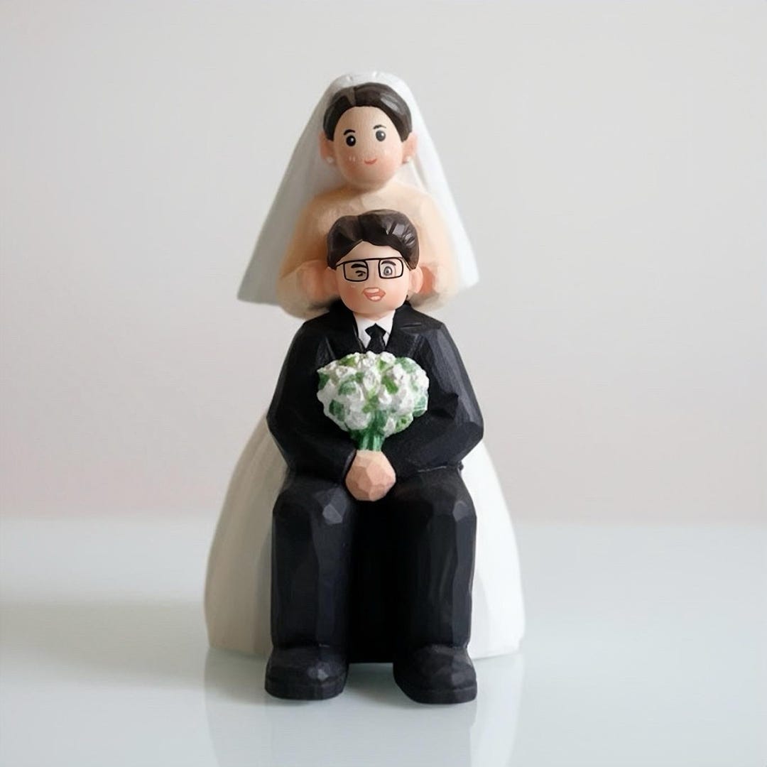 Personalized Wedding Wooden Figurine From Photo, Handmade Couple ...